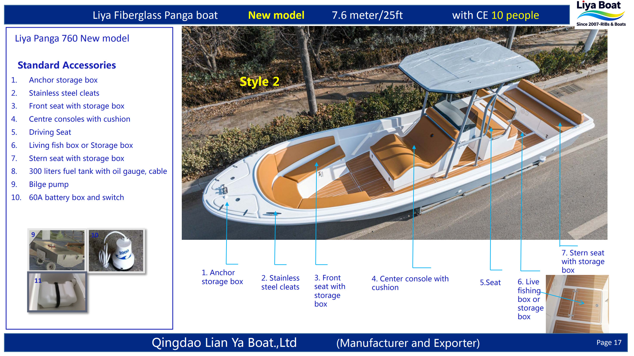 Liya 25FT Deep V Panga Fishing Boat with CE Customizable